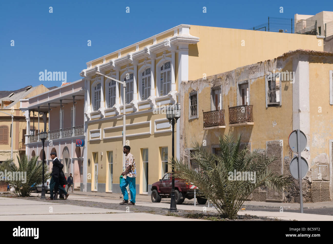 Colonial building San Vincente Mindelo Cabo Verde Africa Stock Photo ...
