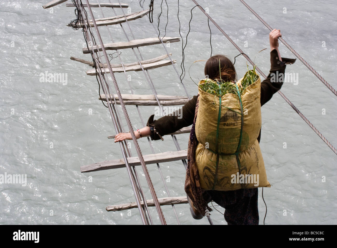 Hunza river rope bridge hi-res stock photography and images - Alamy