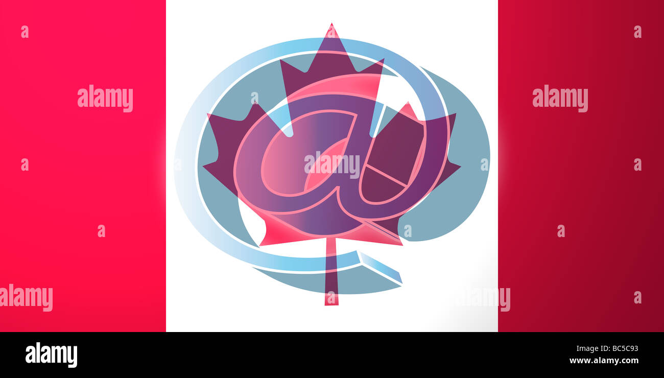 at superimposed over Flag of Canada national country symbol ...
