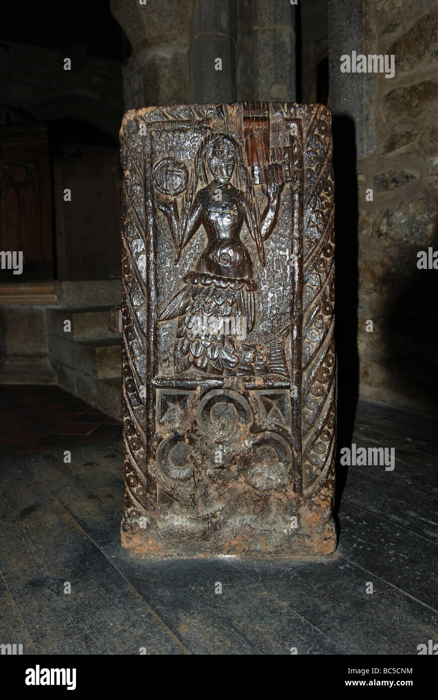 Mermaid of zennor wood carving church pew seat bench end hi-res stock ...