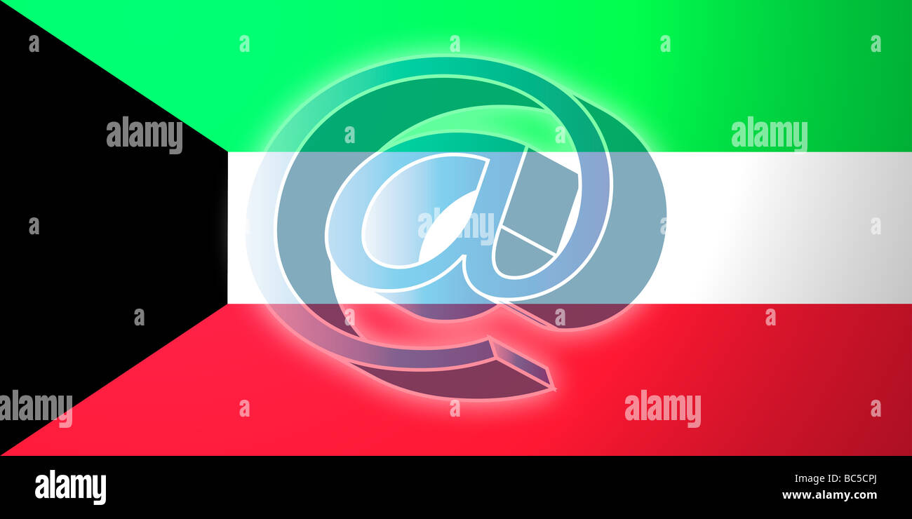at superimposed over Flag of Kuwait national country symbol ...