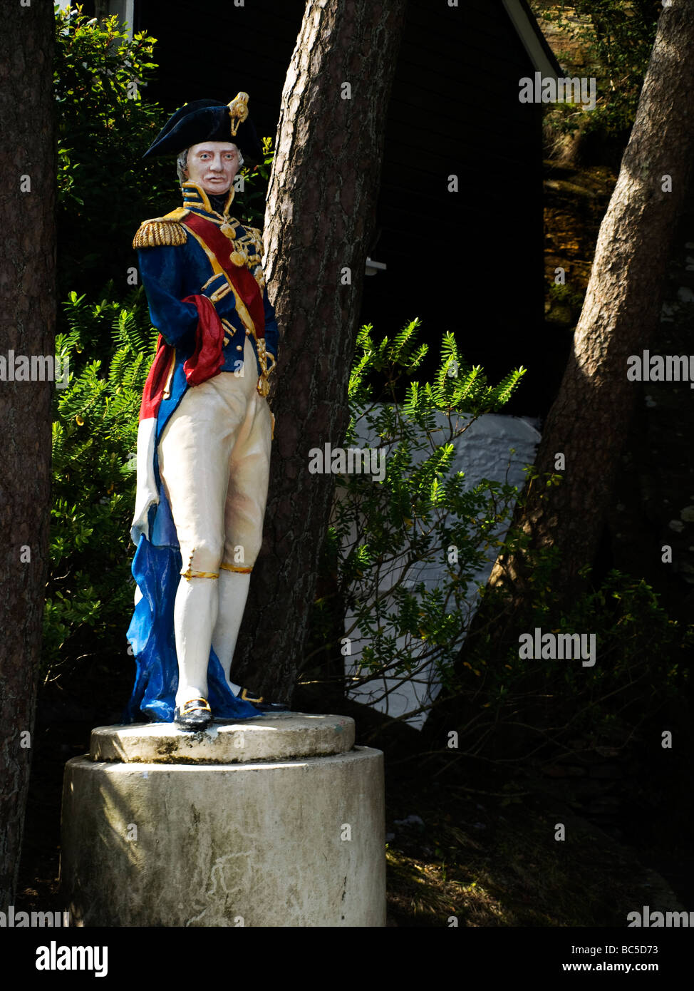 A statue of Nelson in the village of Portmeirion Gwynedd Wales Stock ...