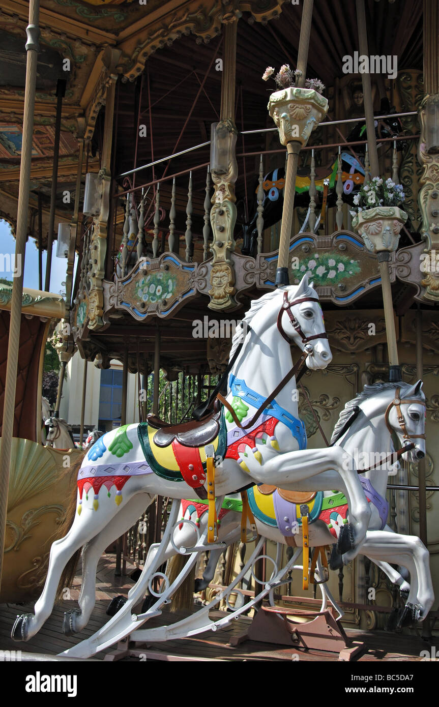 The Old Carousel at he Tibidabo Theme park, Tibidabo Mounain, Barcelona ...