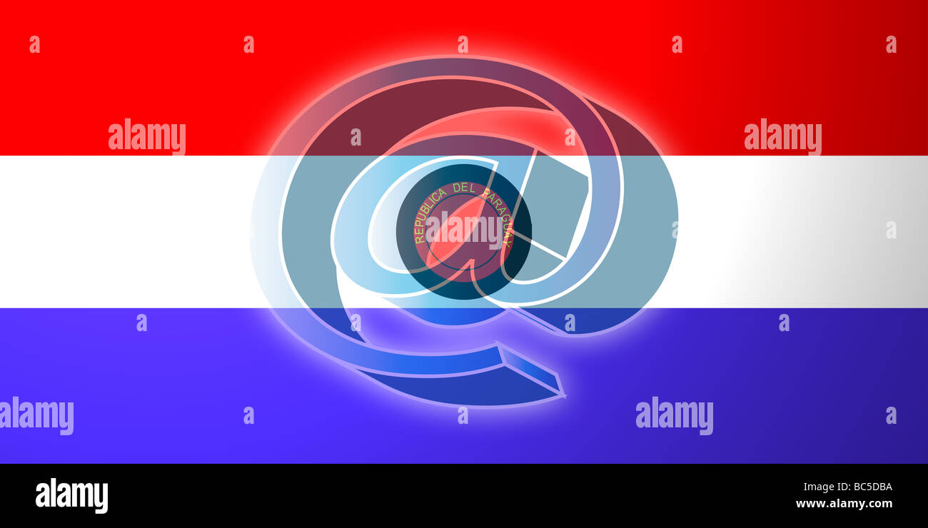 at superimposed over Flag of Paraguay national country symbol ...