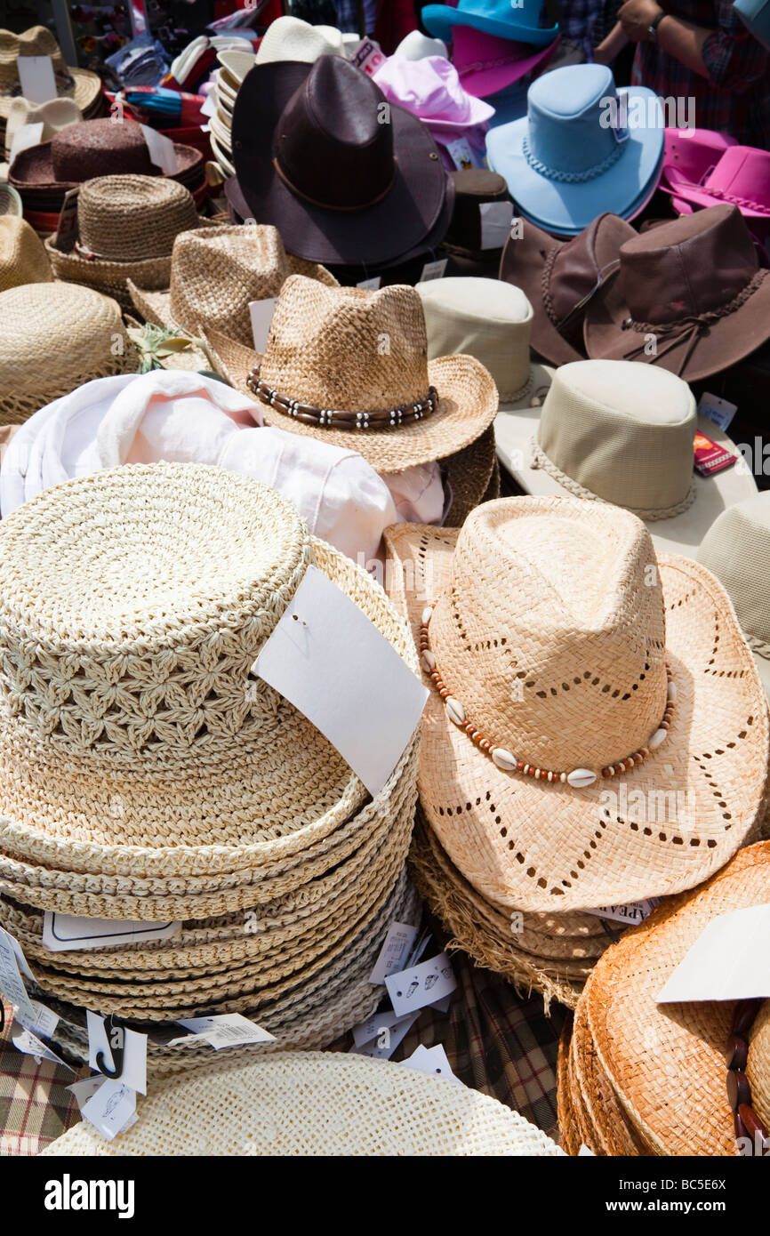 Selection of sun hats for sale Stock Photo - Alamy