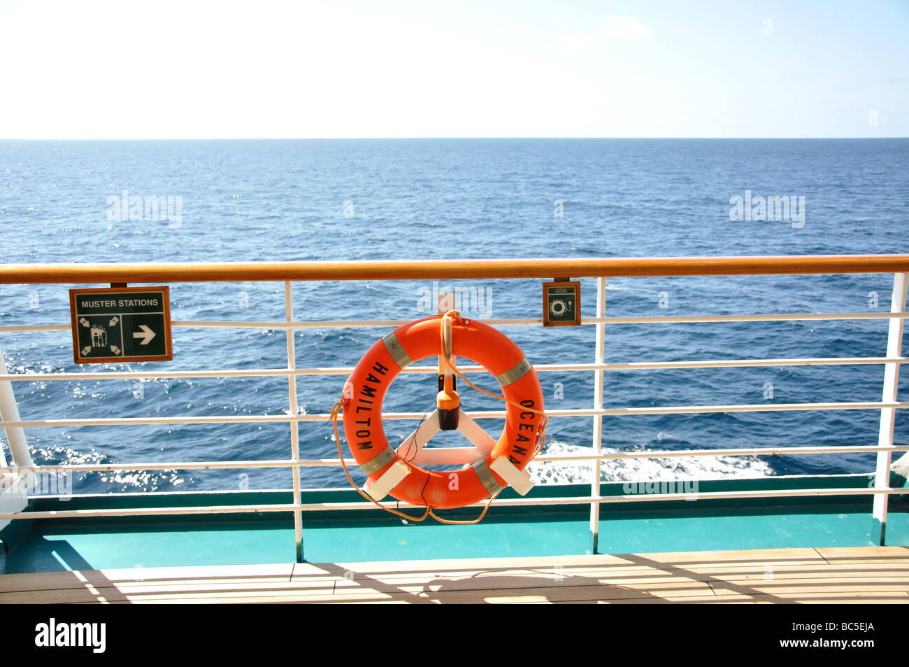 Deck railing, P&O Oceana Cruise Ship, North Sea, Europe Stock Photo - Alamy