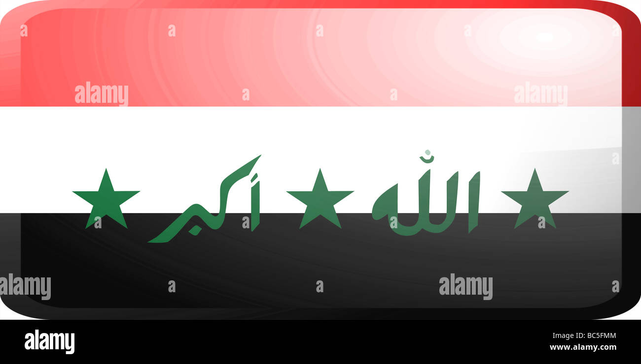 Flag of Iraq national country symbol illustration glossy button icon ...