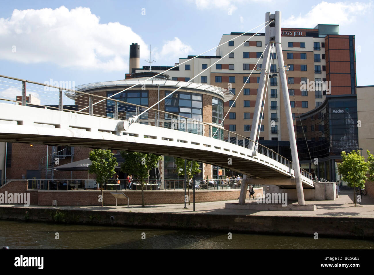 river aire new footbridge Leeds city centre West Yorkshire England uk ...