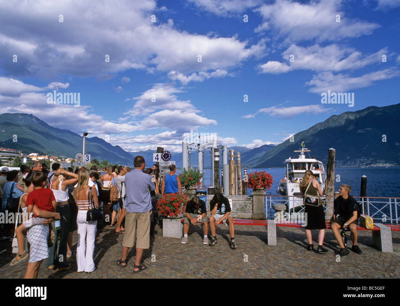 Ferry boat transportation lakeside landing stage hi-res stock ...