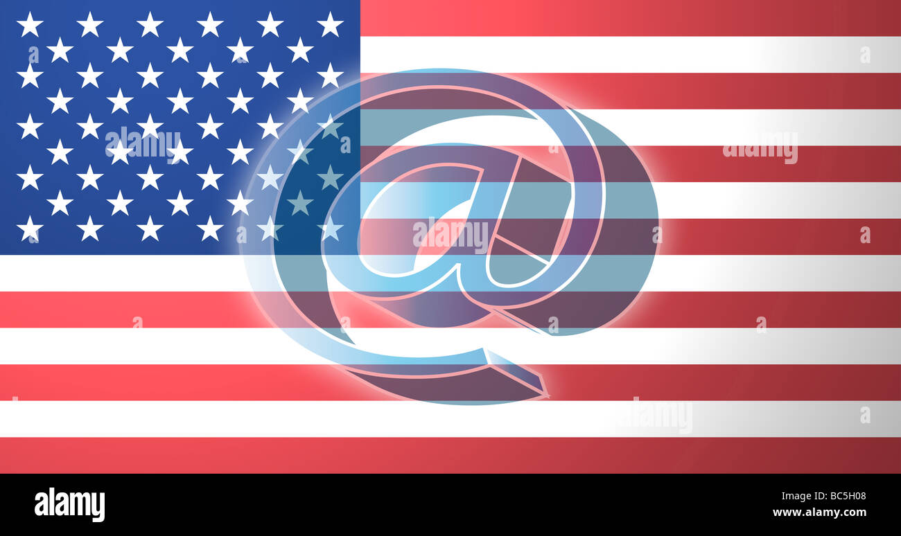 at superimposed over Flag of United States of America national country ...