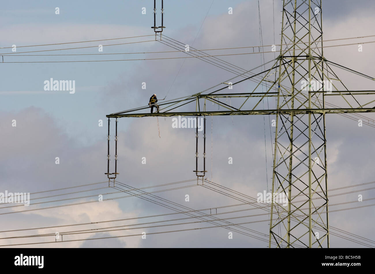 Maintenance Work On Electricity Pylons High Resolution Stock ...