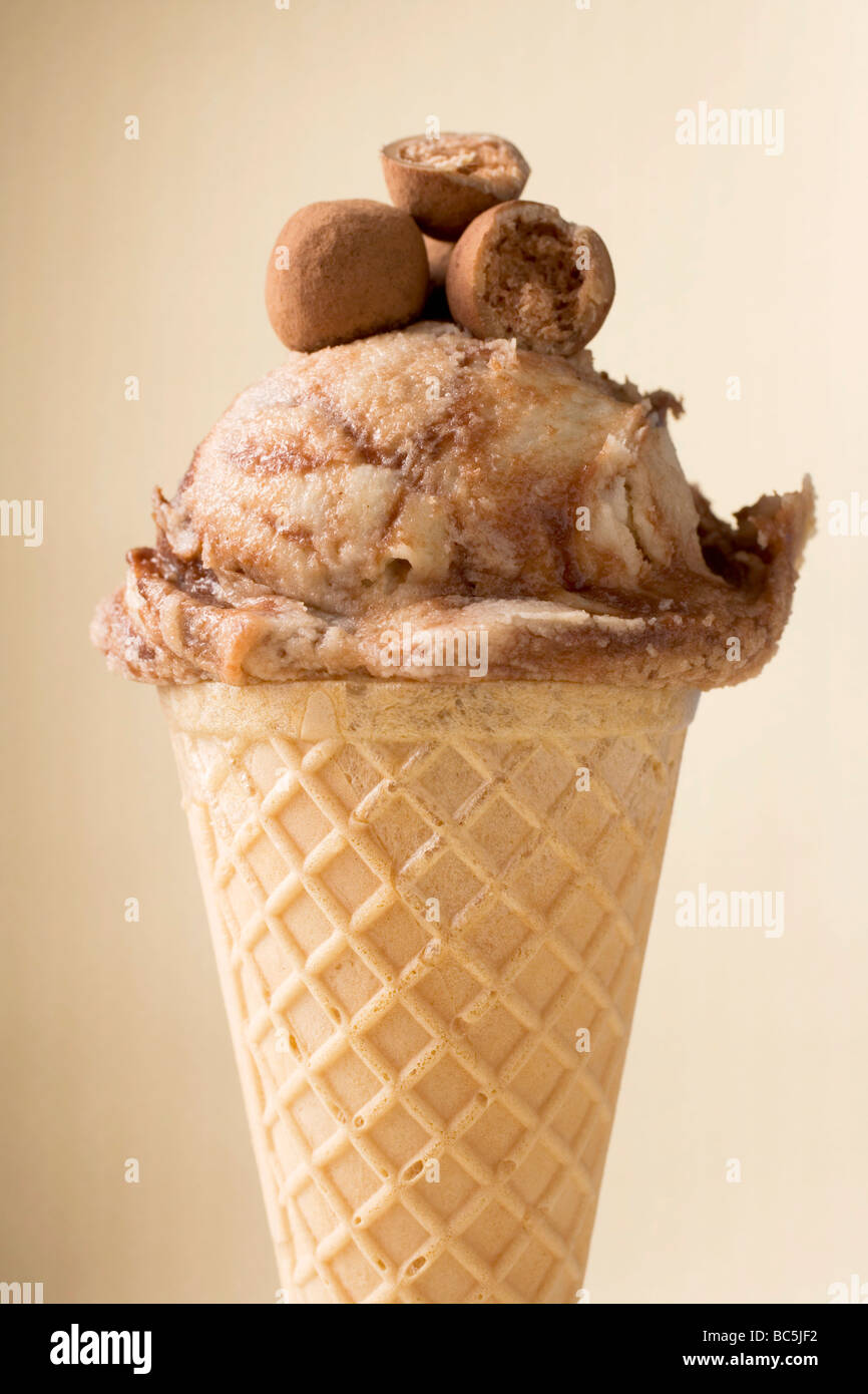 Chocolate ice cream in wafer cone Stock Photo - Alamy