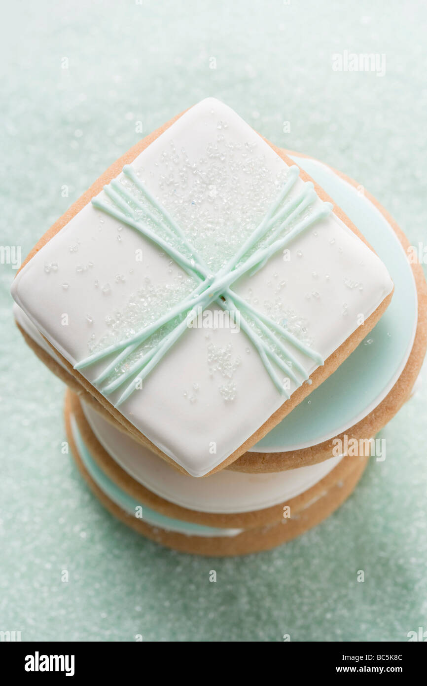 A pile of biscuits and pastel-coloured sugar (close-up Stock Photo - Alamy