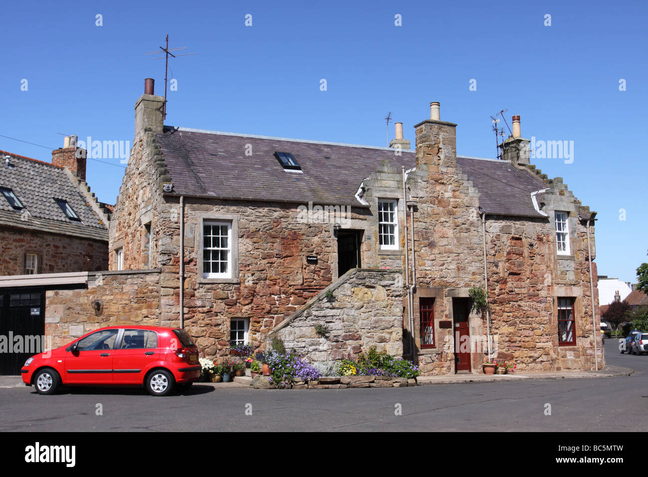 stone house with external staircase Crail Fife Scotland June 2009 Stock ...