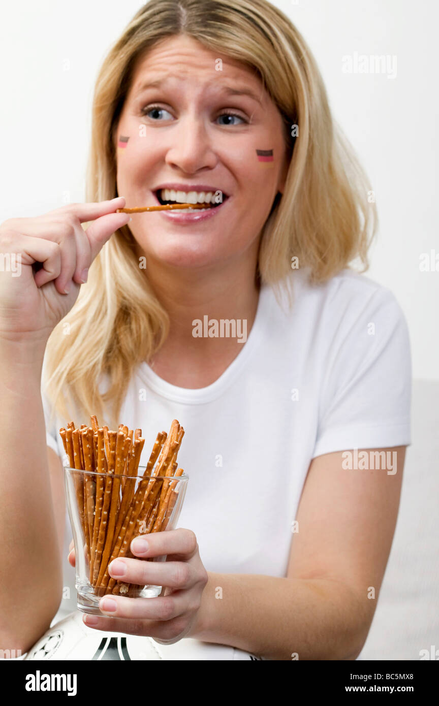 Woman half young face half old face hi-res stock photography and images ...