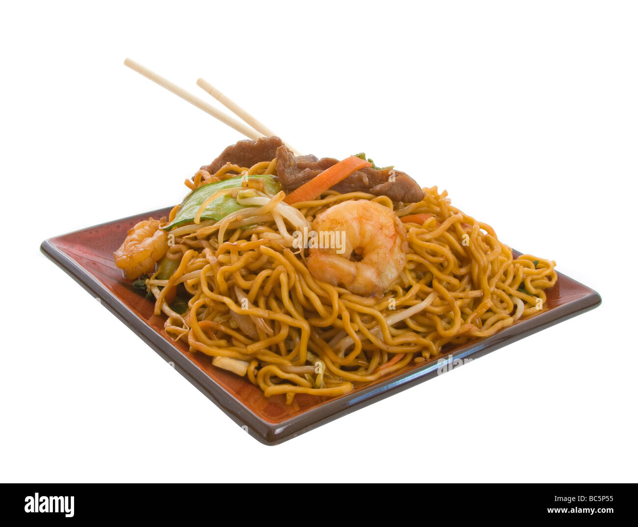 Delicious Stir Fry Noodle combination isolated over white background ...