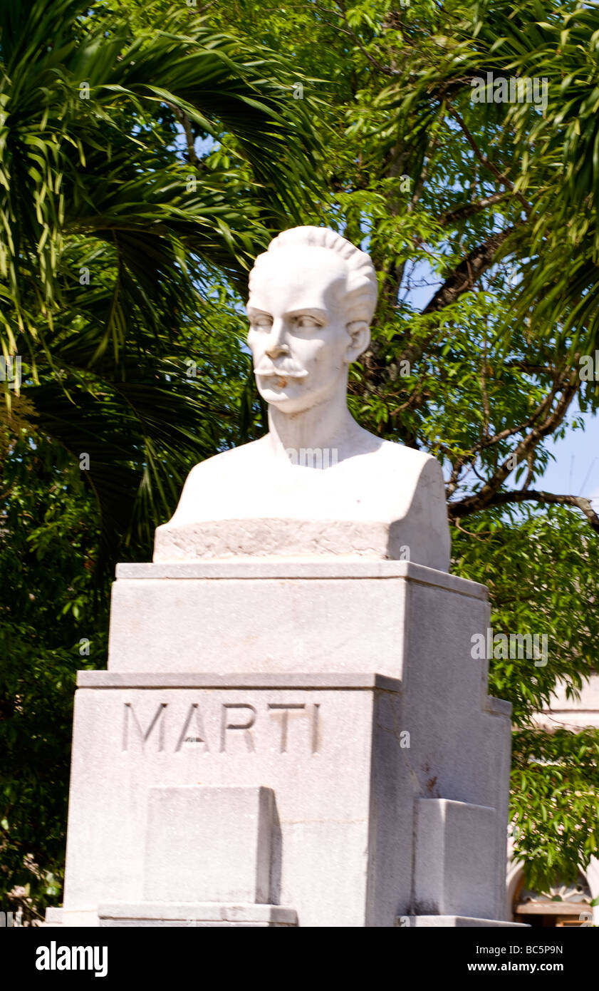Statue of Jose Marti hero in park in Guanabacoa a town near Havana Cuba ...