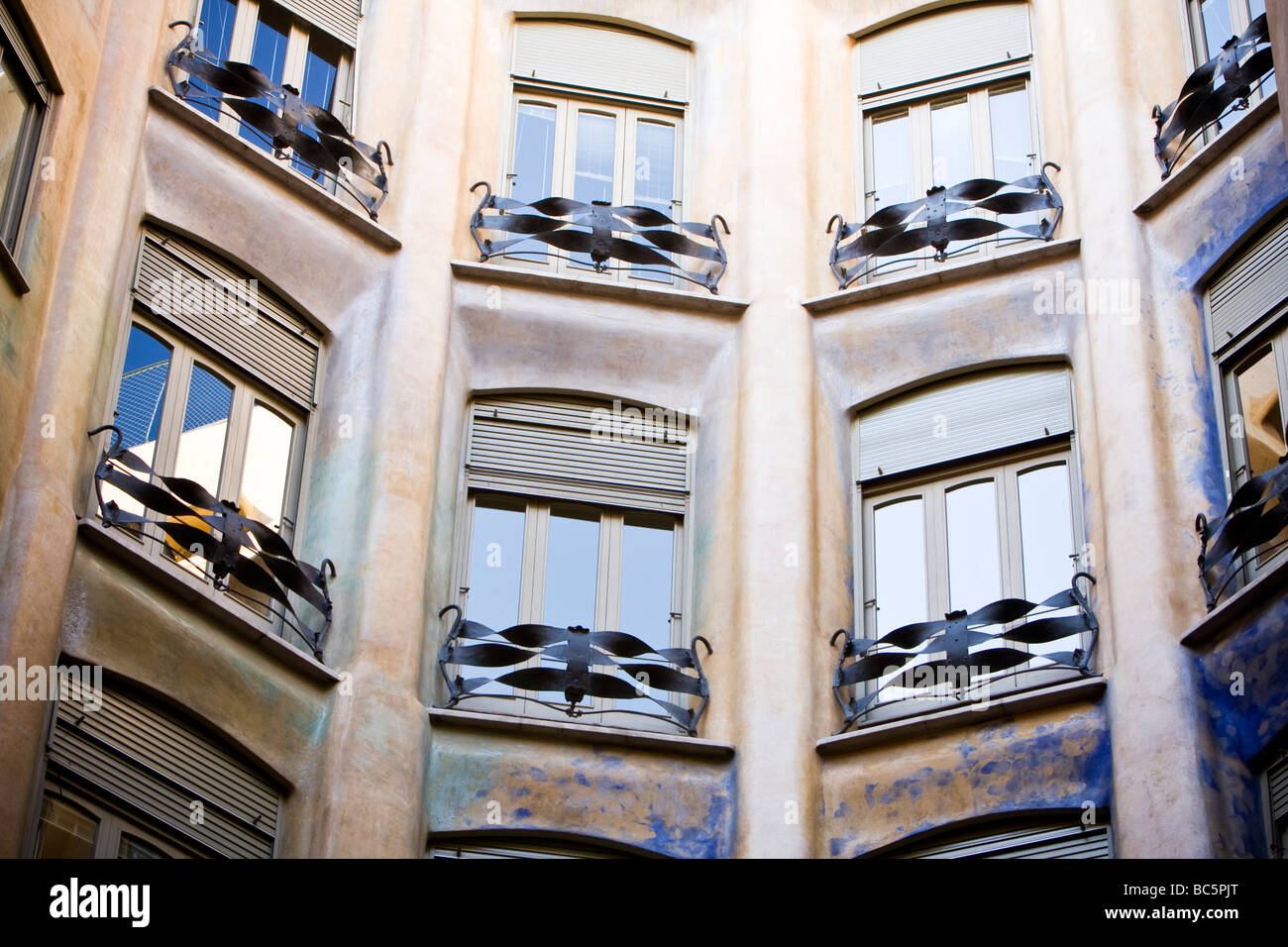 Interior windows of Casa Mila modernist style house built by Gaudi ...