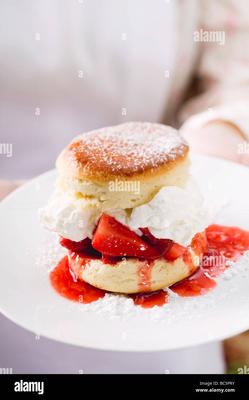 Strawberry shortcake with cream Stock Photo - Alamy