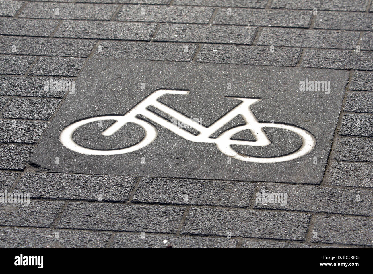 Germany, Bikeway, bicycle sign on pavement Stock Photo - Alamy