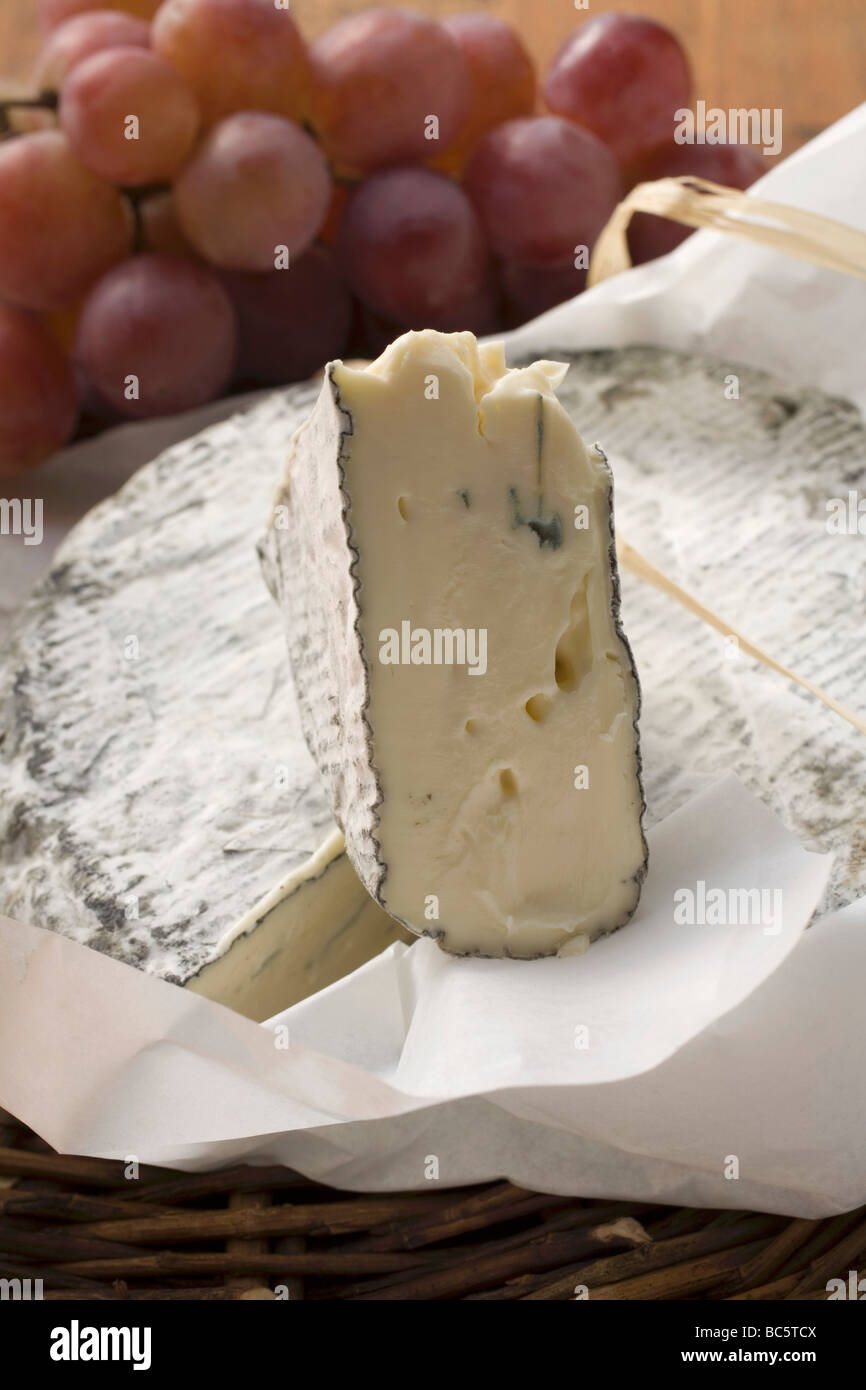 Blue cheese (Bresse Bleu, France) and grapes Stock Photo - Alamy