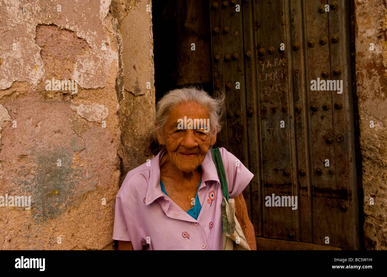 Havana capitol city of Cuba with local old woman portraits in their ...