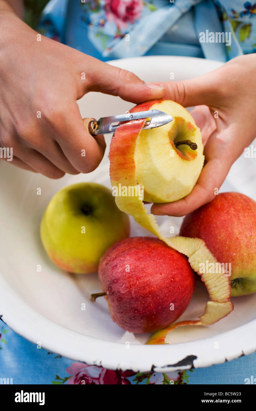 Peeling an apple Stock Photo - Alamy