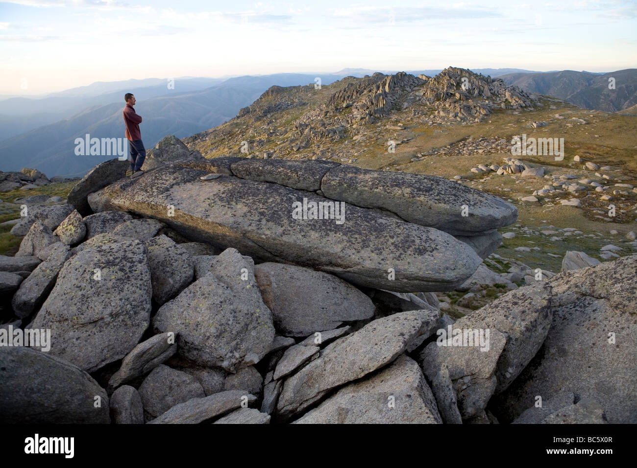 Buskwalker on Mt Townsend looking over Alice Rawson Peak in Kosciuszko ...