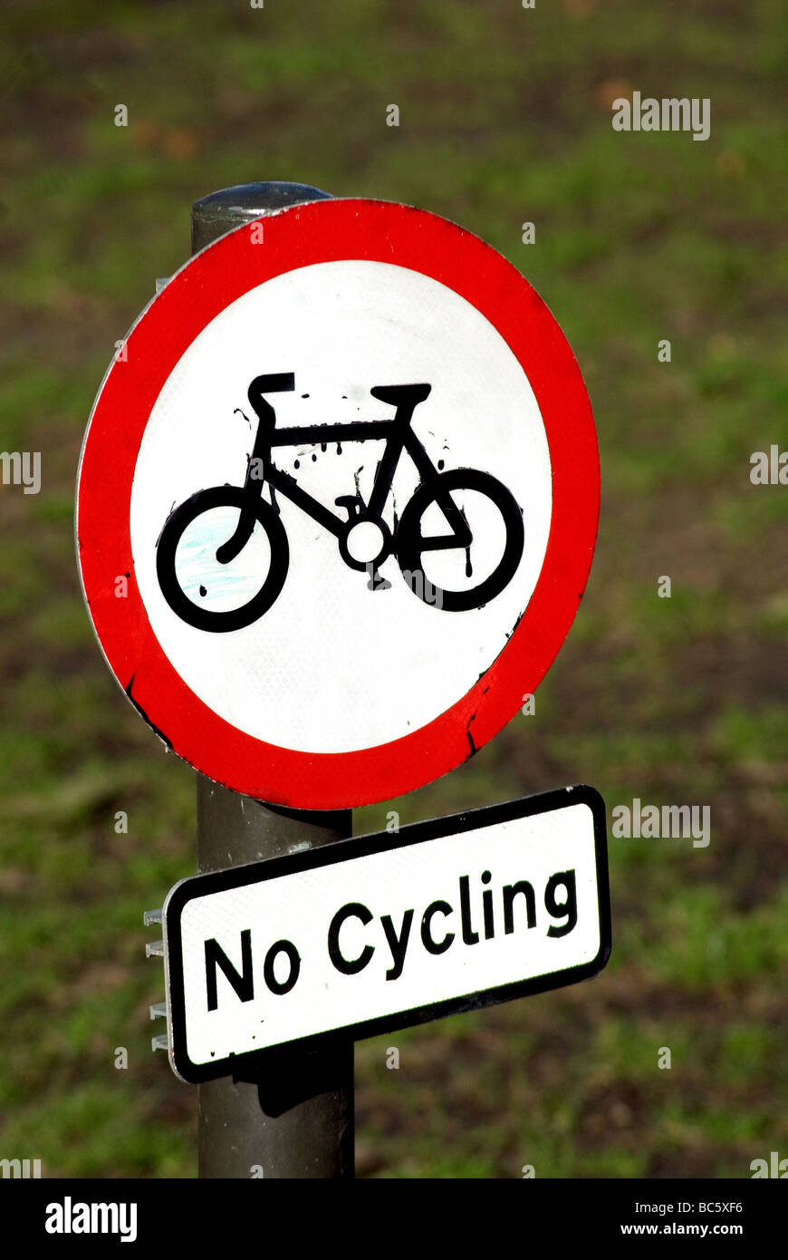 No Cycling Sign Stock Photo - Alamy