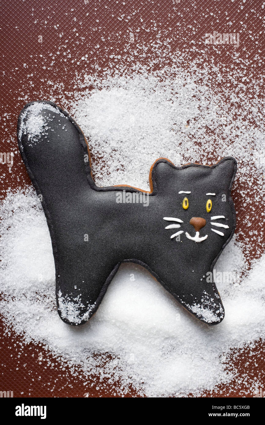 A black gingerbread cat Stock Photo - Alamy