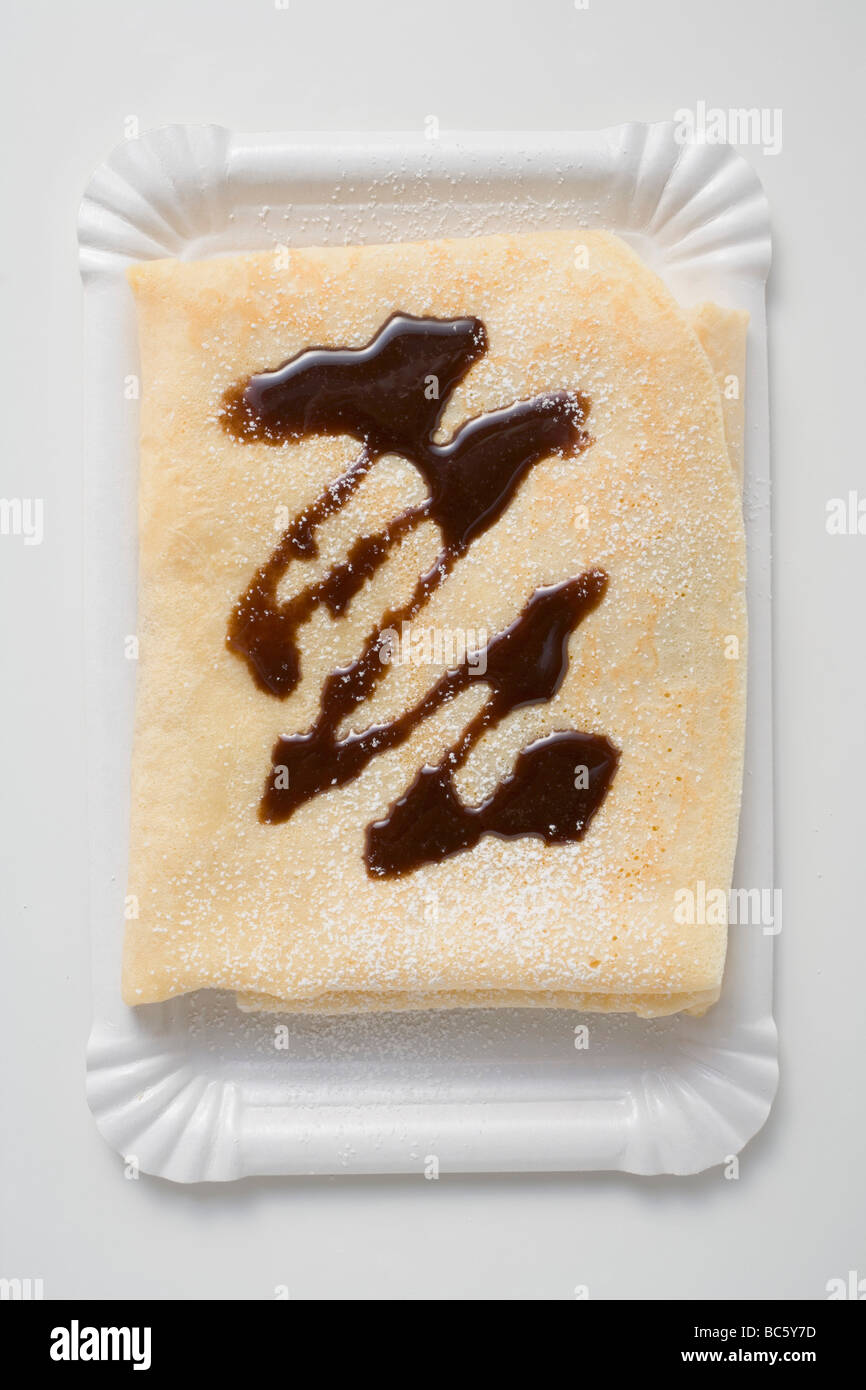 Crêpe with chocolate sauce (overhead view Stock Photo - Alamy