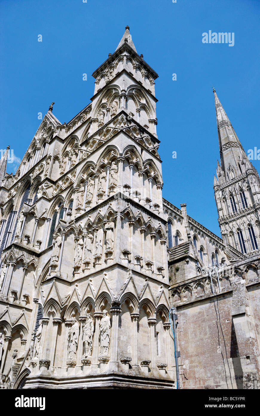 The ornate towers of Salisbury Cathedral Wiltshire England Stock Photo ...
