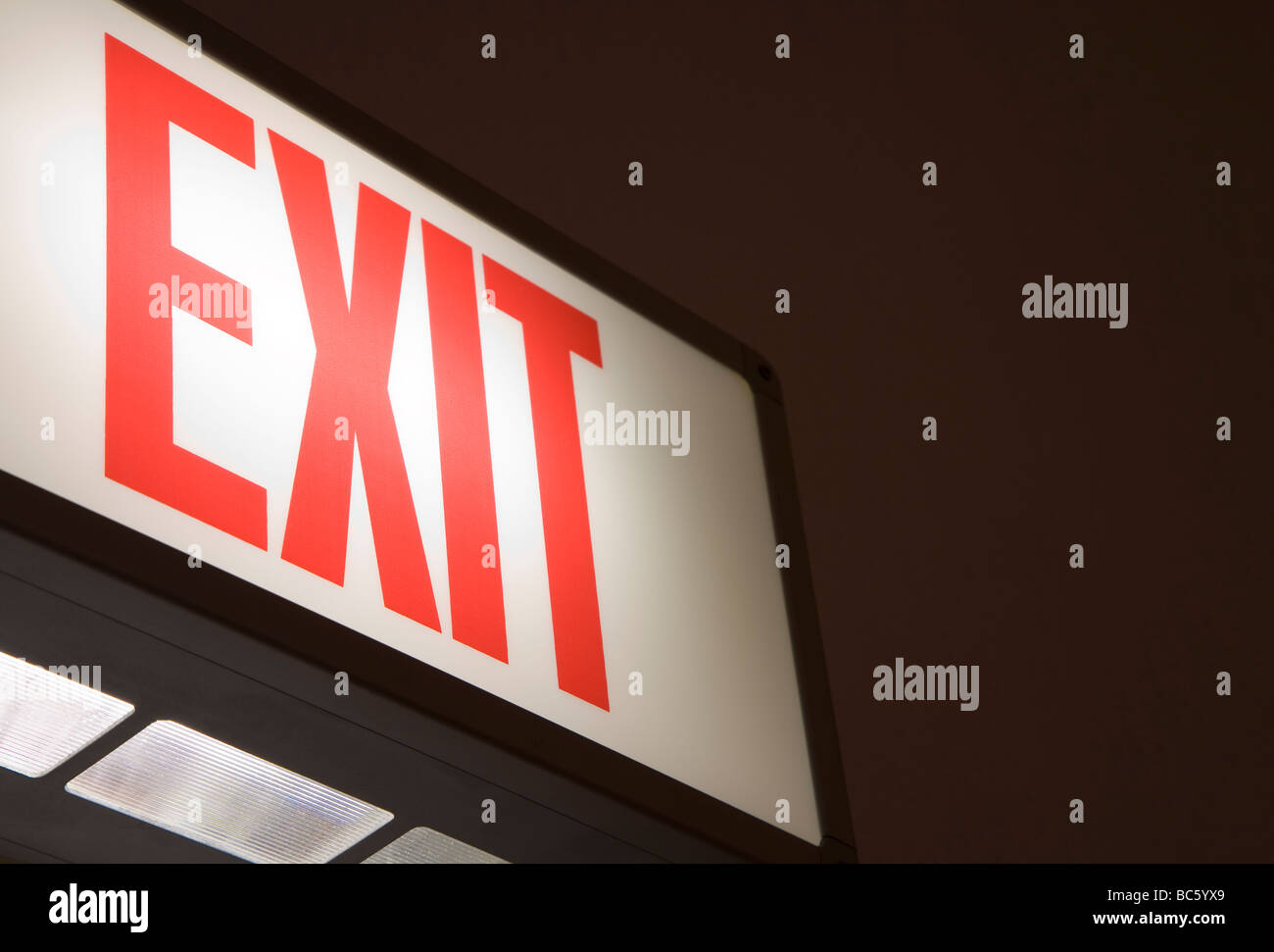 Lighted exit signs hi-res stock photography and images - Alamy
