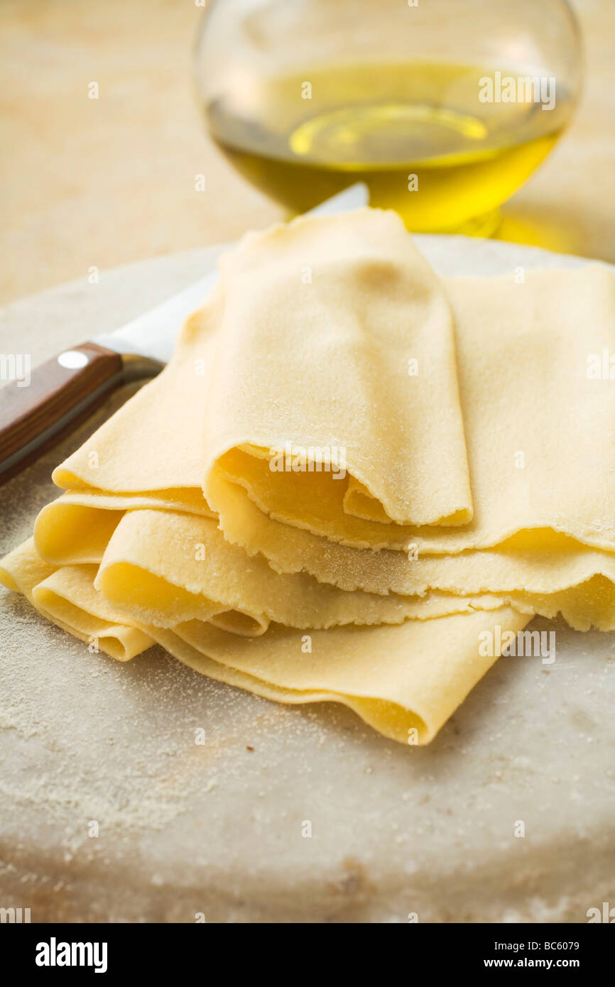 Rolled-out pasta dough Stock Photo - Alamy