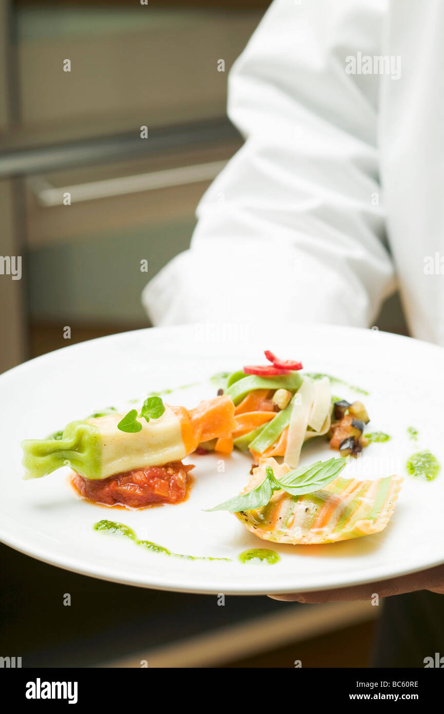 Three pasta variations on plate Stock Photo - Alamy