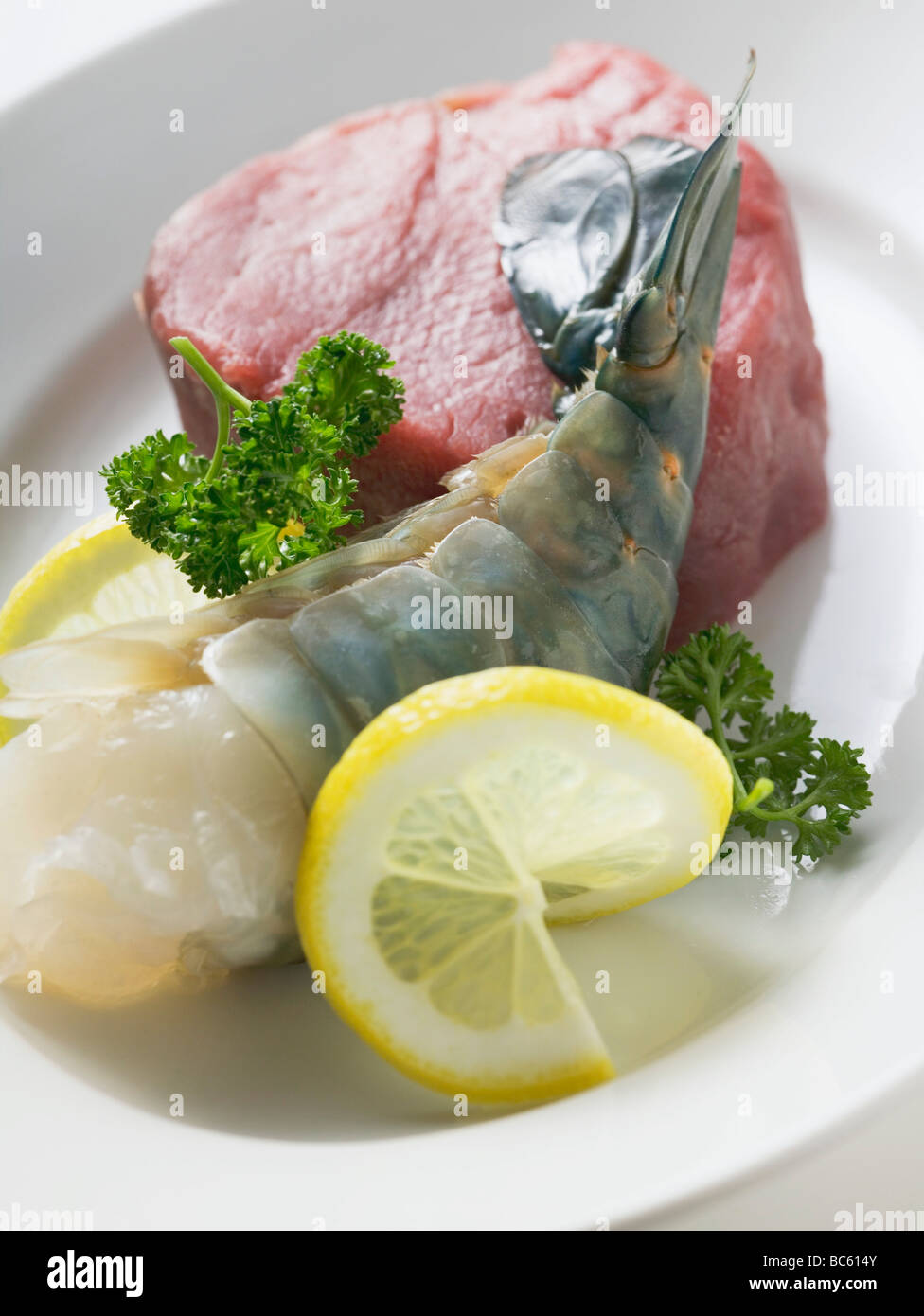 King prawn beef steak hi-res stock photography and images - Alamy