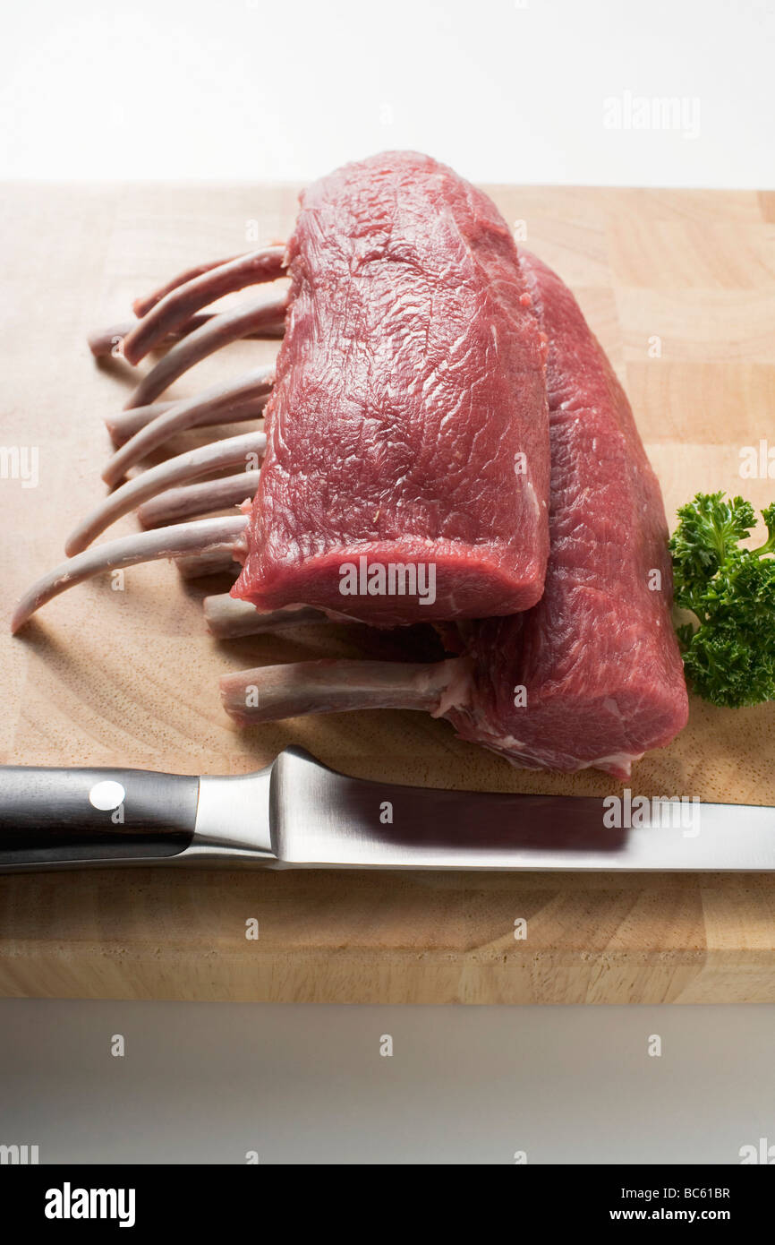 Fresh racks of lamb Stock Photo - Alamy