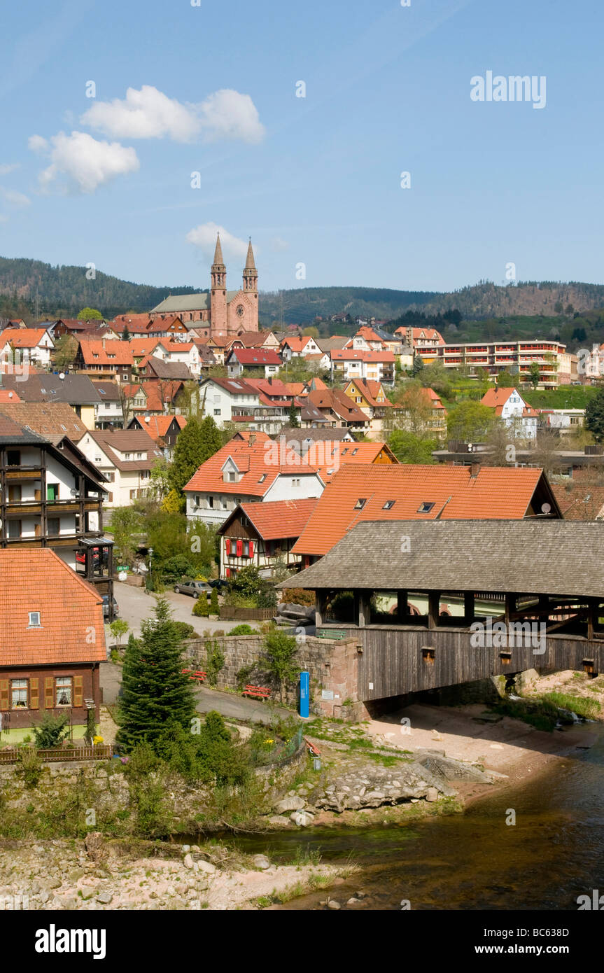 Germany, Baden-Württemberg, Forbach, Bridge over Murg river Stock Photo ...