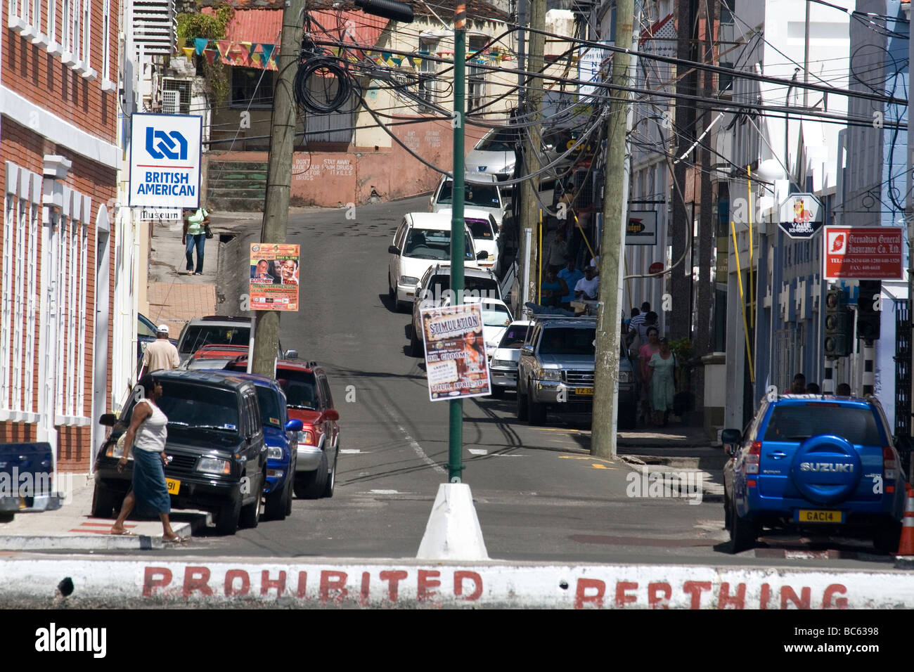 Busy Harbour Side Street, Saint George's, Grenada, Caribbean Stock ...