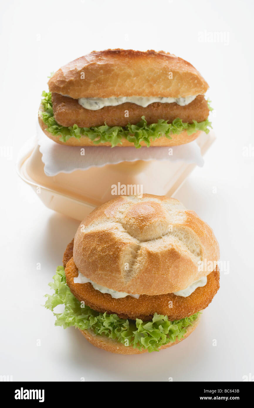 Two schnitzel rolls with remoulade and lettuce Stock Photo - Alamy
