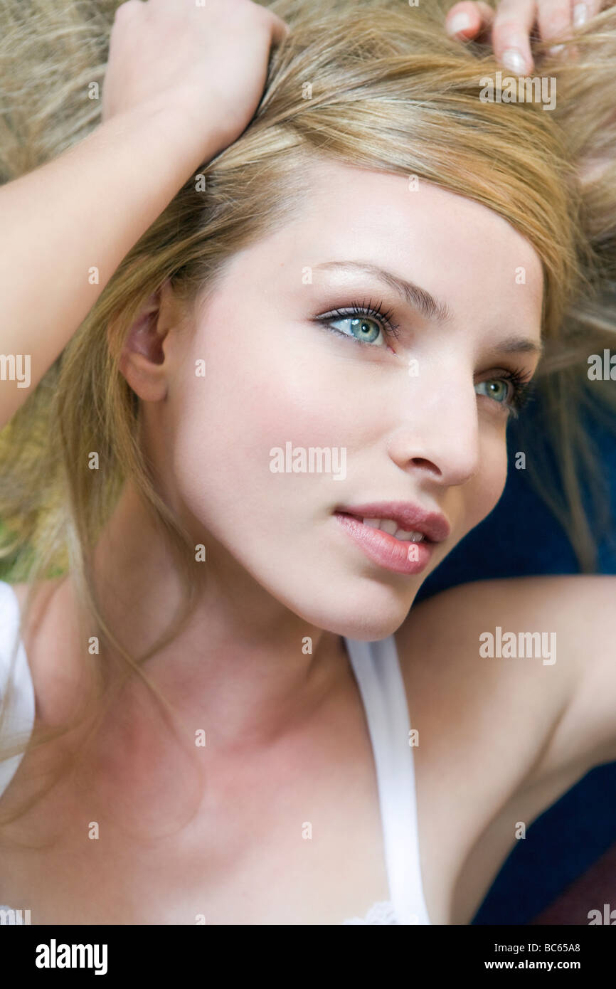 Young woman, portrait, elevated view Stock Photo - Alamy