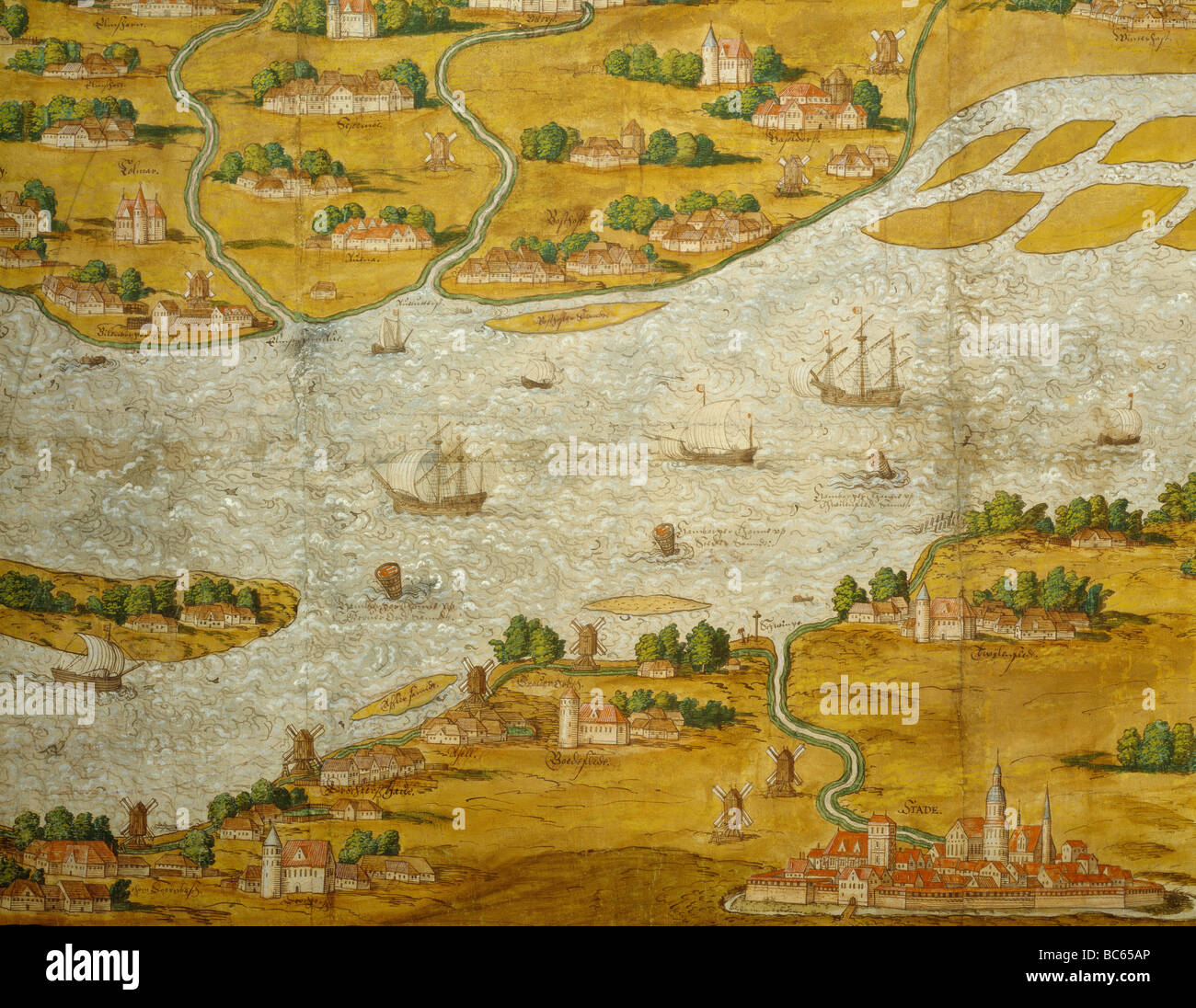 geography / travel, Germany, Stade, map by Melchior Lorich, 1568 Stock ...
