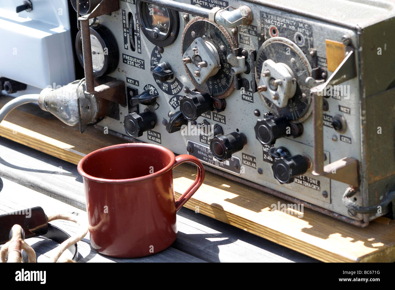 WW2 wireless with morse key and headphone/microphone sets as used by ...