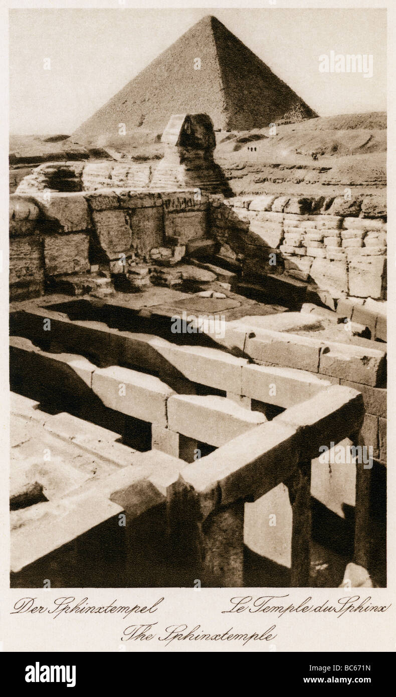 geography / travel, Egypt, Giza, temple, Sphinx and Great Pyramid ...