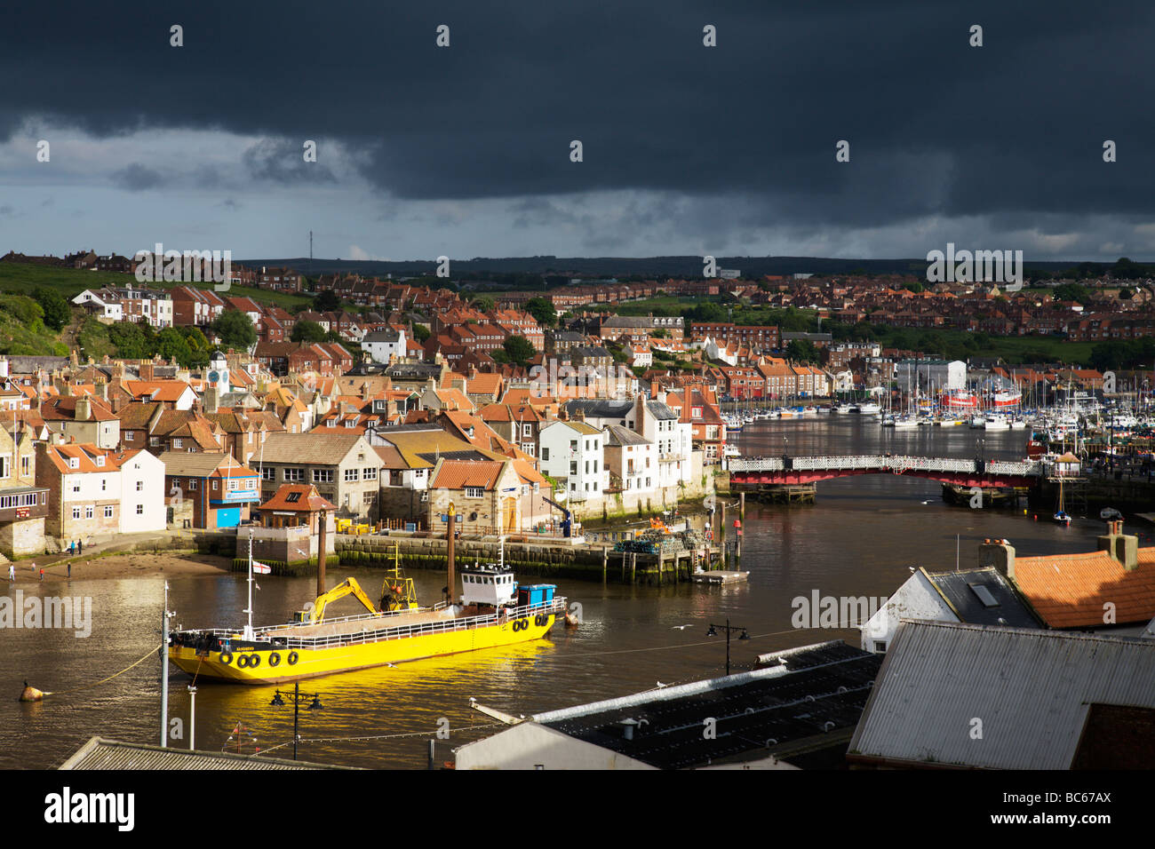 A dramatic view of Whitby, North Yorkshire, England, UK Stock Photo - Alamy