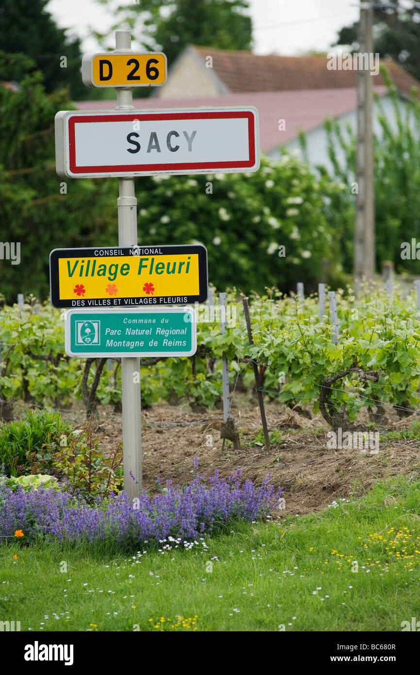 Sacy village sign Montagne de Reims France Stock Photo - Alamy