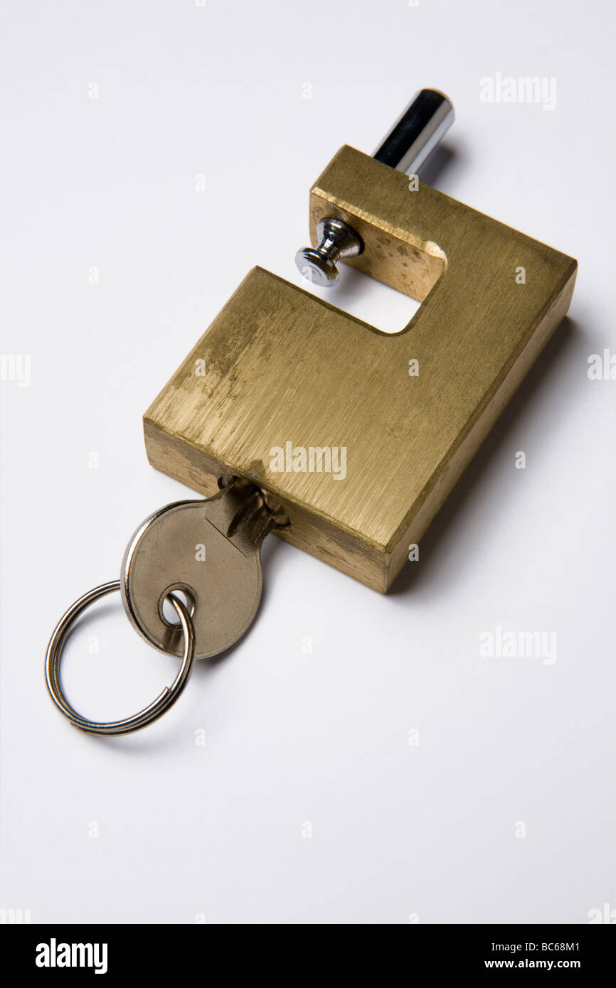 padlock with key Stock Photo - Alamy