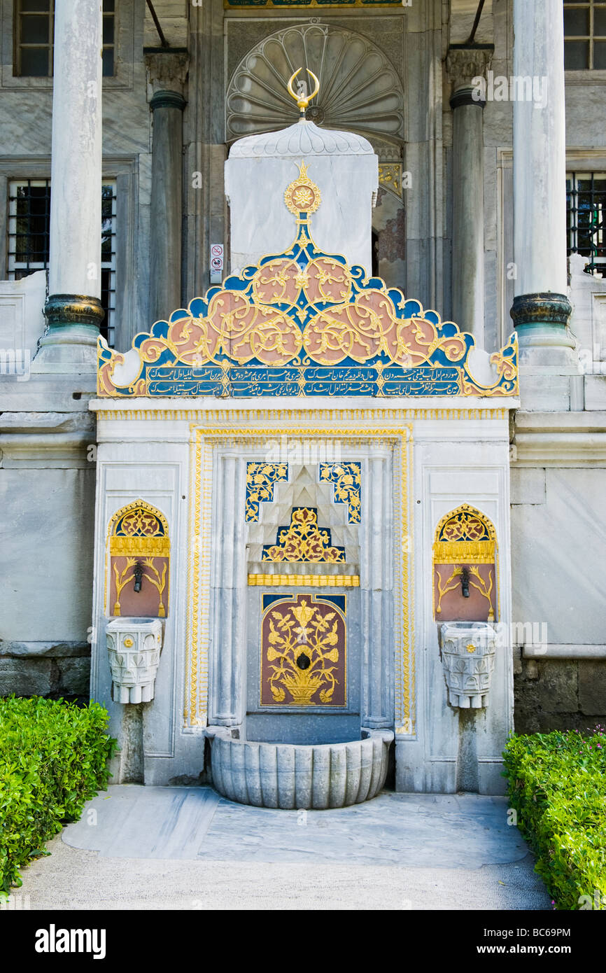 Turkey , Istanbul ,Topkapi Palace , ornate water feature fountain ...