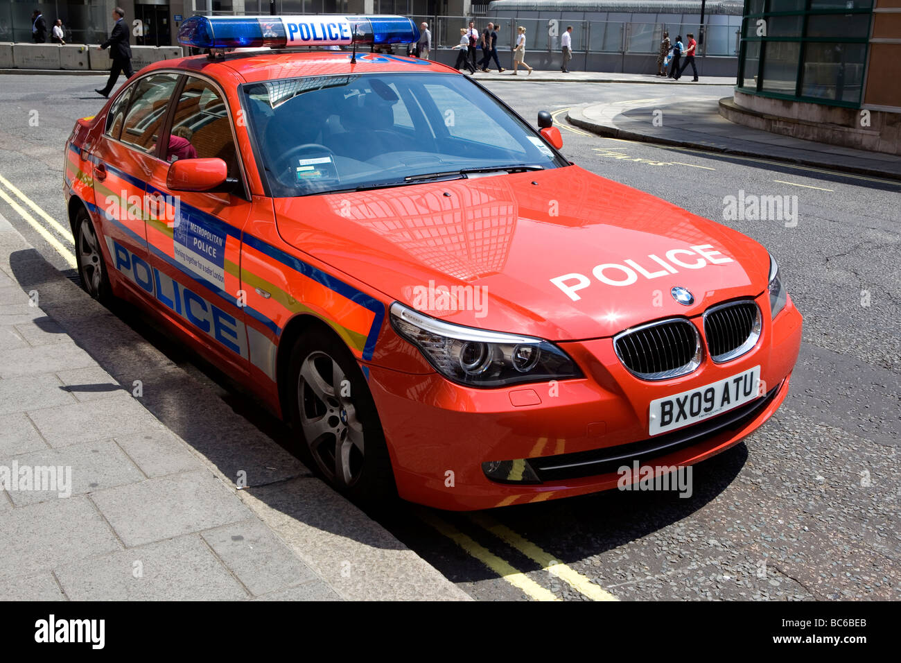 Red Police Chase BMW Stock Photo - Alamy