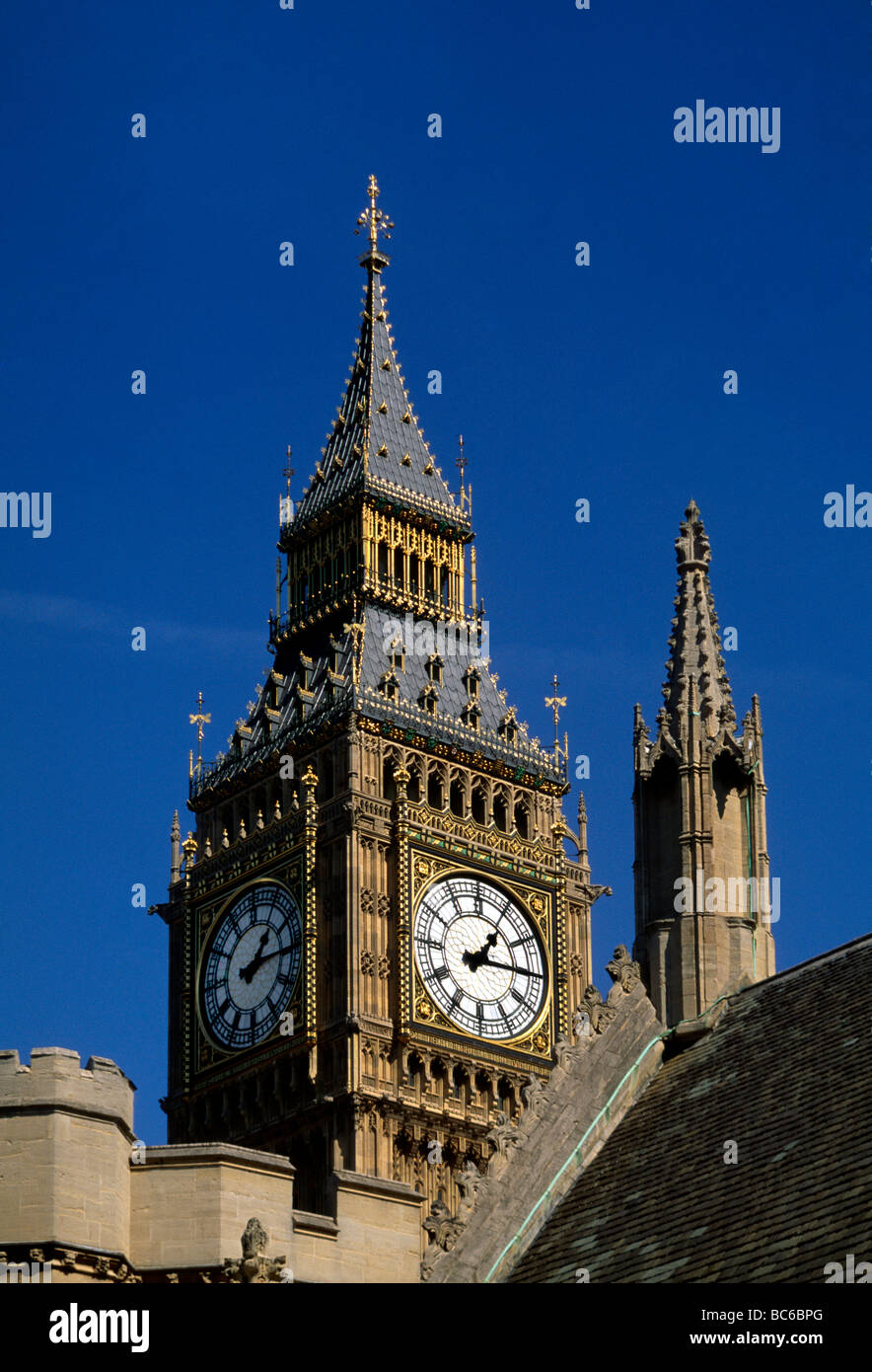 London England Westminster Close Up Of Big ben Showing Time At 1.15 ...